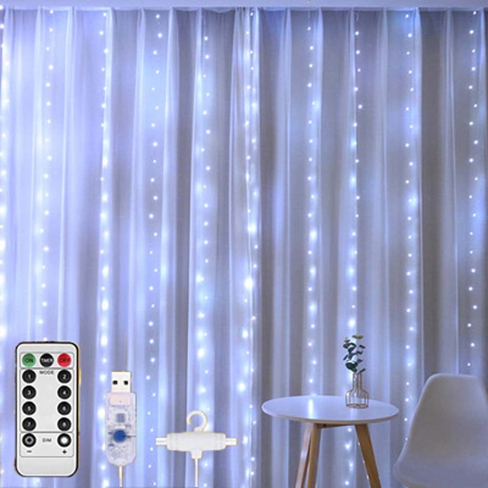 Ledander LED Curtain String Light, 9.9x9.9 Ft 300 Waterproof 8 Modes ...