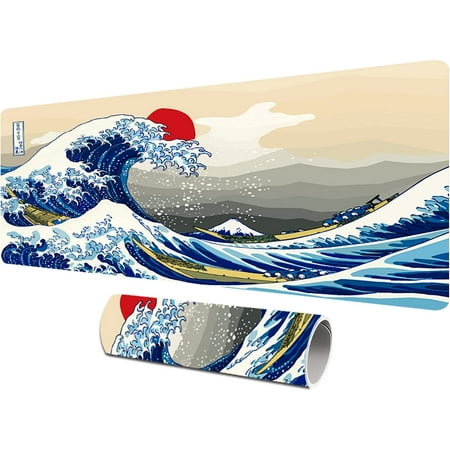 Loveon Japanese Sea Wave Large Mouse Pad,Cool Extended Gaming Desk Pad ...