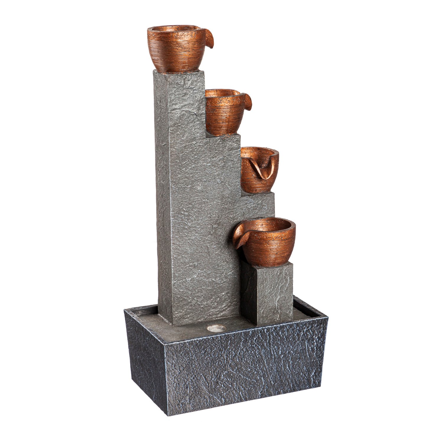 Outdoor Statement Fountain with Tiered Pots and Stones - Walmart.com
