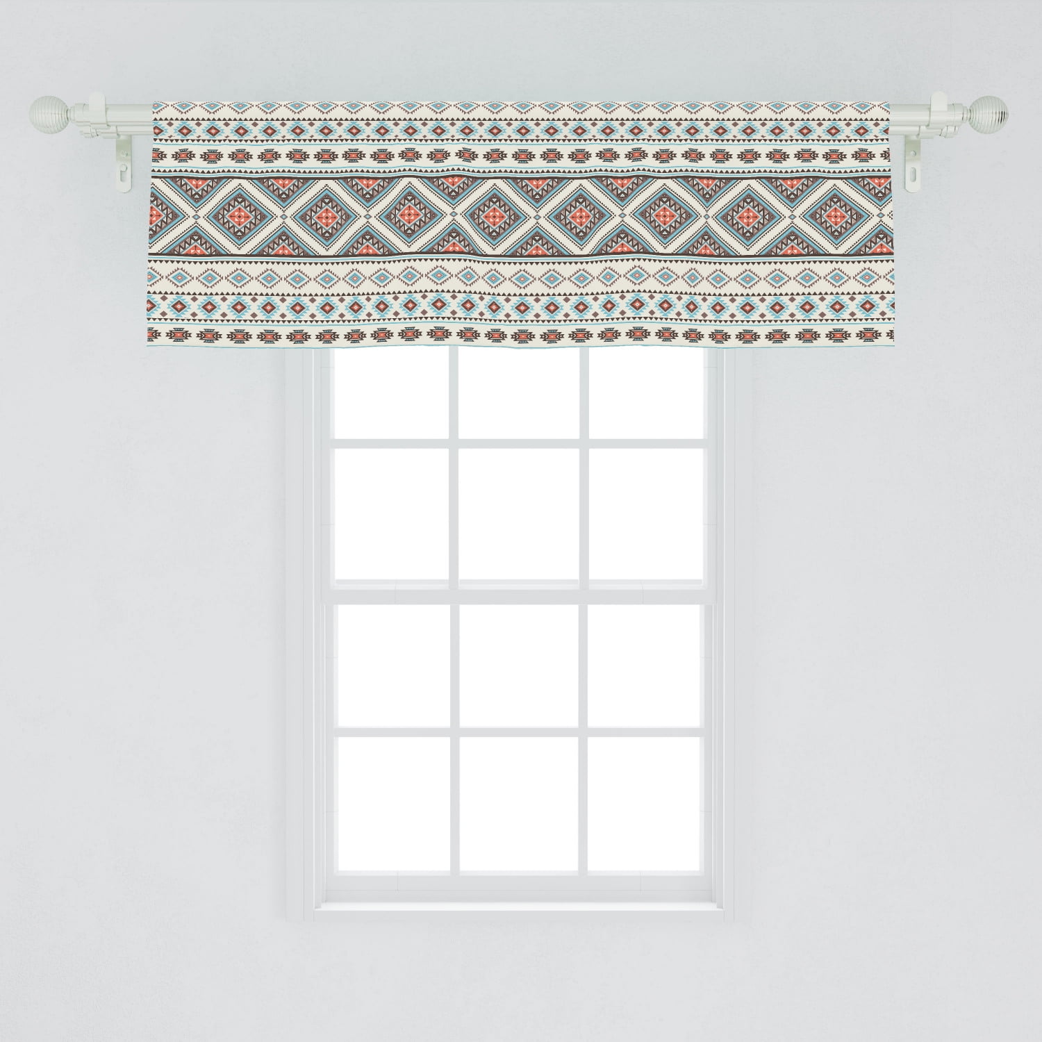 Aztec Window Valance Print Of Retro Style Native Ornaments Curtain