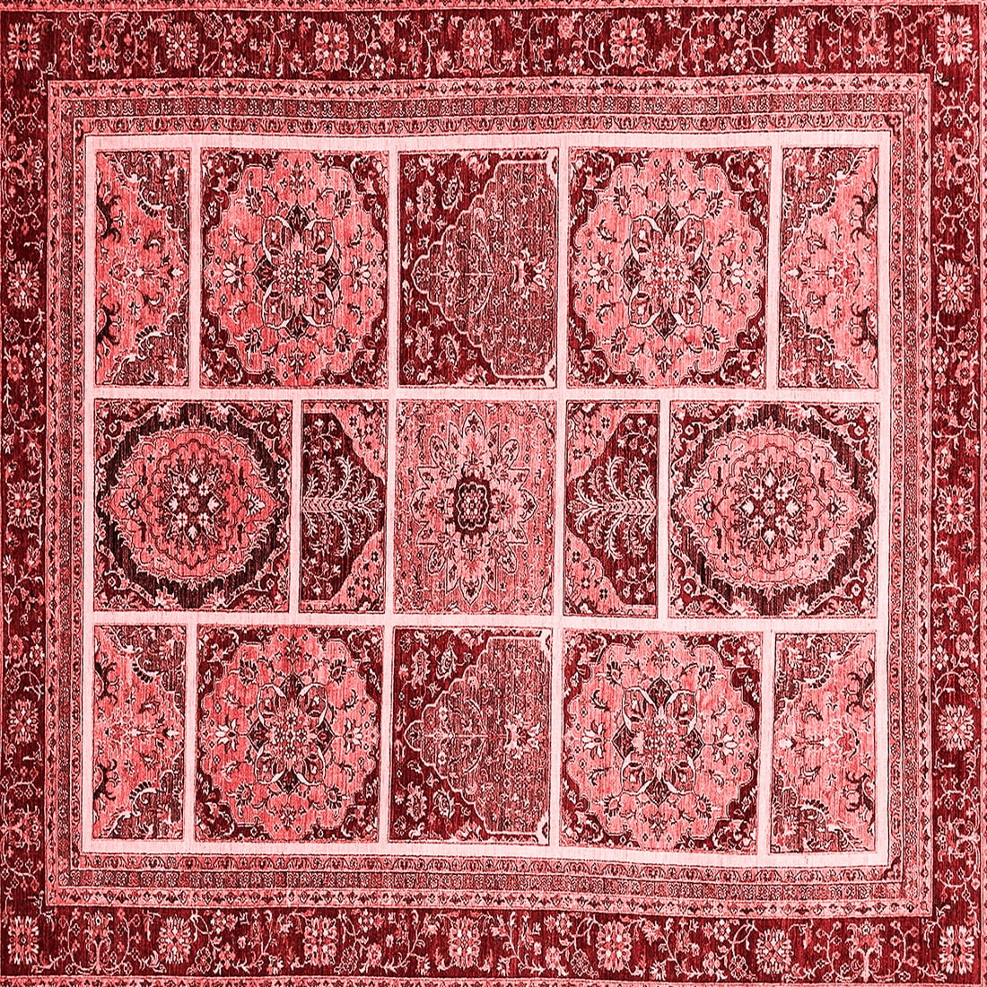Ahgly Company Indoor Square Abstract Red Modern Area Rugs, 6' Square ...