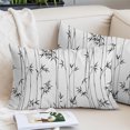 Black Bamboos Throw Pillow Covers, Minimalist Bamboos Stems Leaf Gray ...