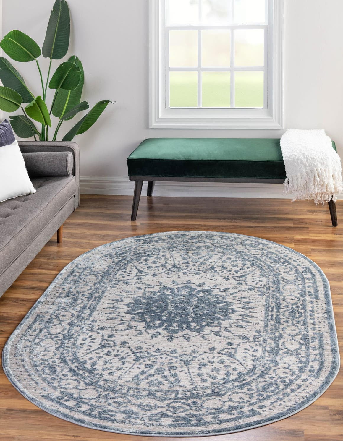 Rugs.com Derbyshire Collection Rug – 4' x 6' Oval Light Blue Medium Rug ...
