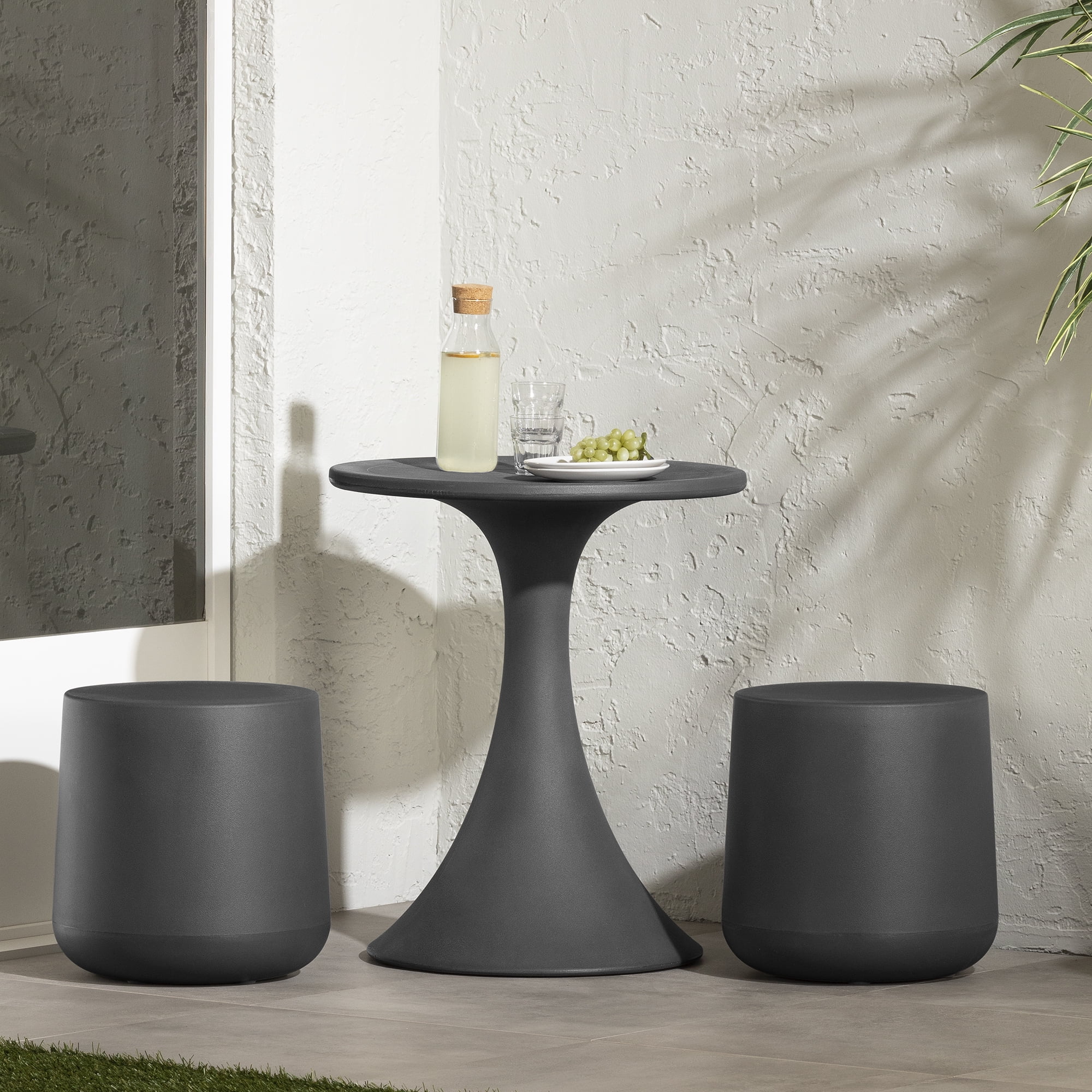 South Shore Dalya Table And Stools Bistro Set  In Dark Gray