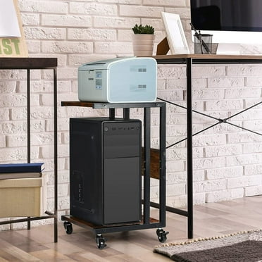 Giantex 2-Tier Printer Stand, Under Desk Rolling Printer Cart with 2 ...
