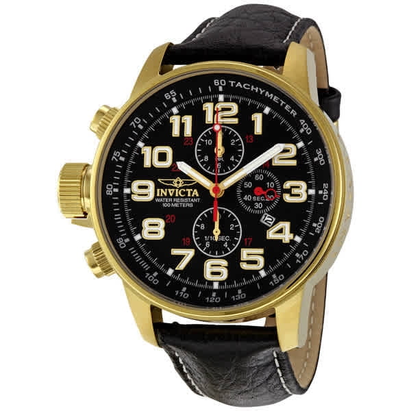 Invicta Lefty Chronograph Black Dial Gold-tone Unisex Watch 3330 ...
