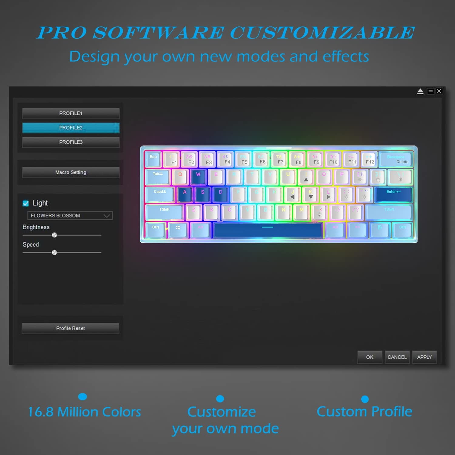 Womier WK61 60% RGB Mechanical Gaming Keyboard with Pudding Keycaps ...