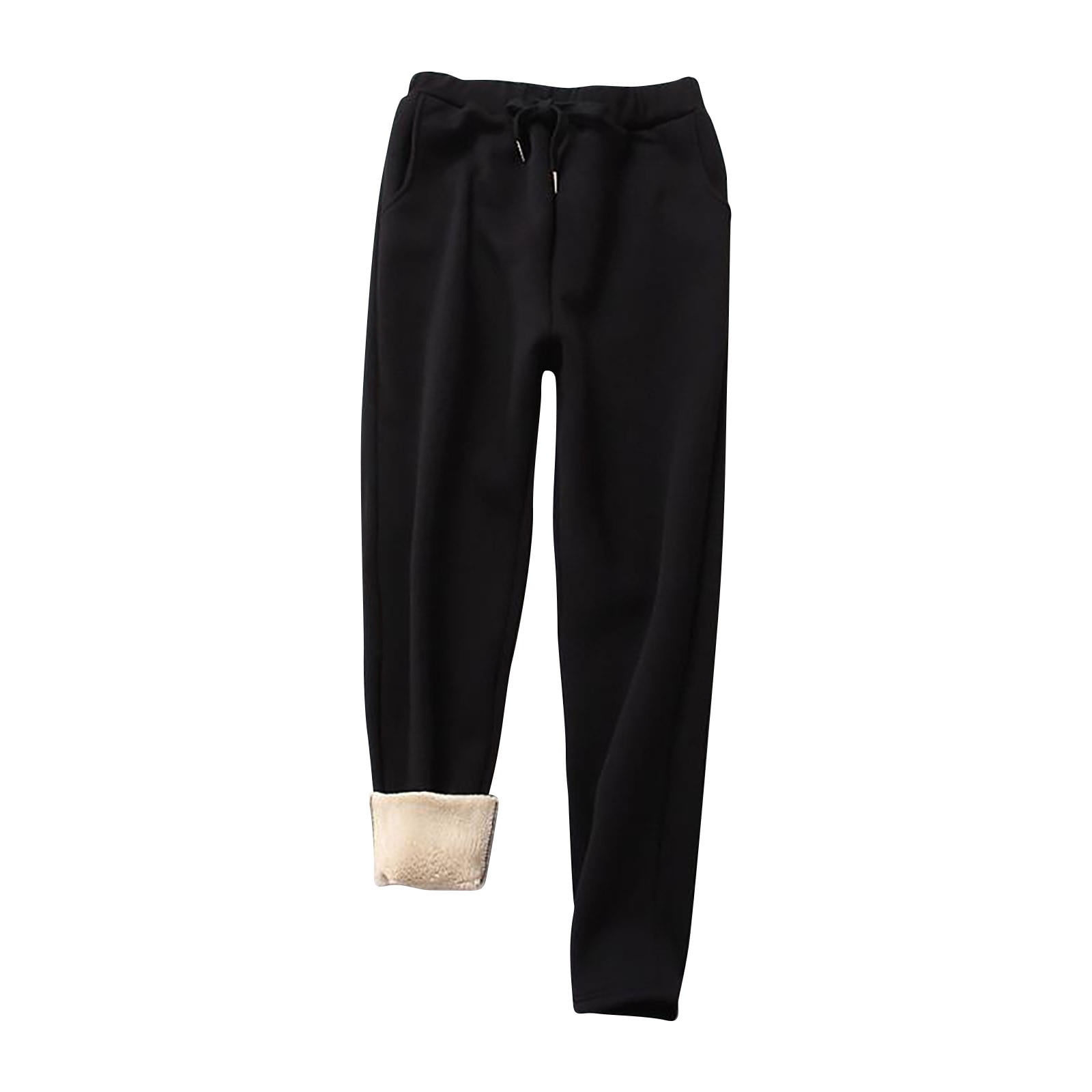 Womens Warm Sherpa Lined Athletic Sweatpants Jogger Fleece Pants Solid