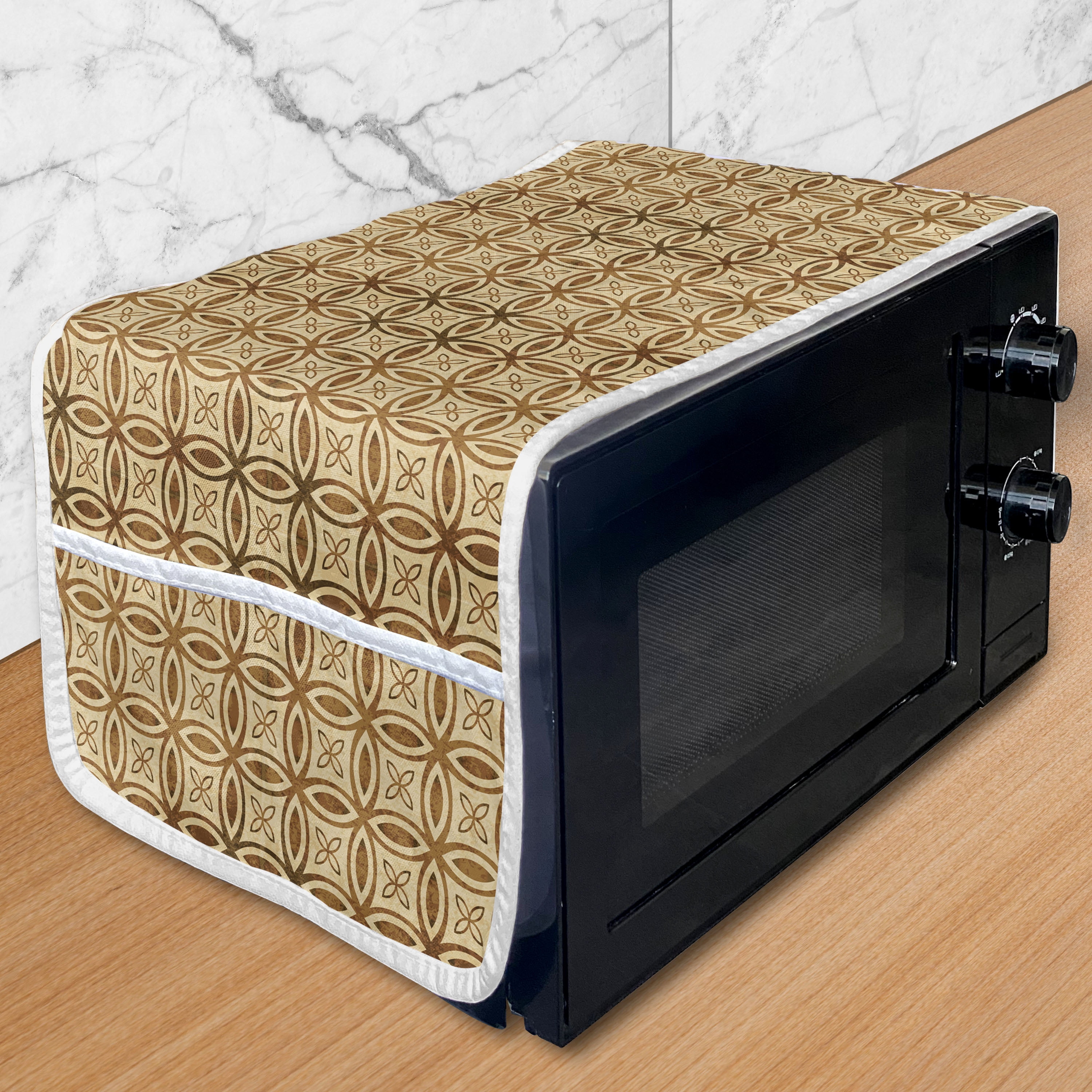 Retro Microwave Oven Cover, Grungy Look Print with Perpendicularly ...
