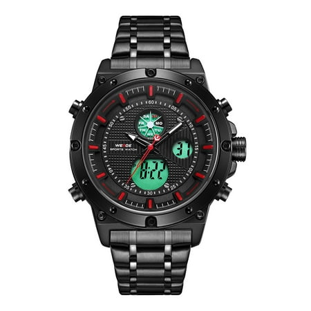 WEIDE WH6906 Dual Display Two Movement Quartz Digital Men Watch 3ATM ...
