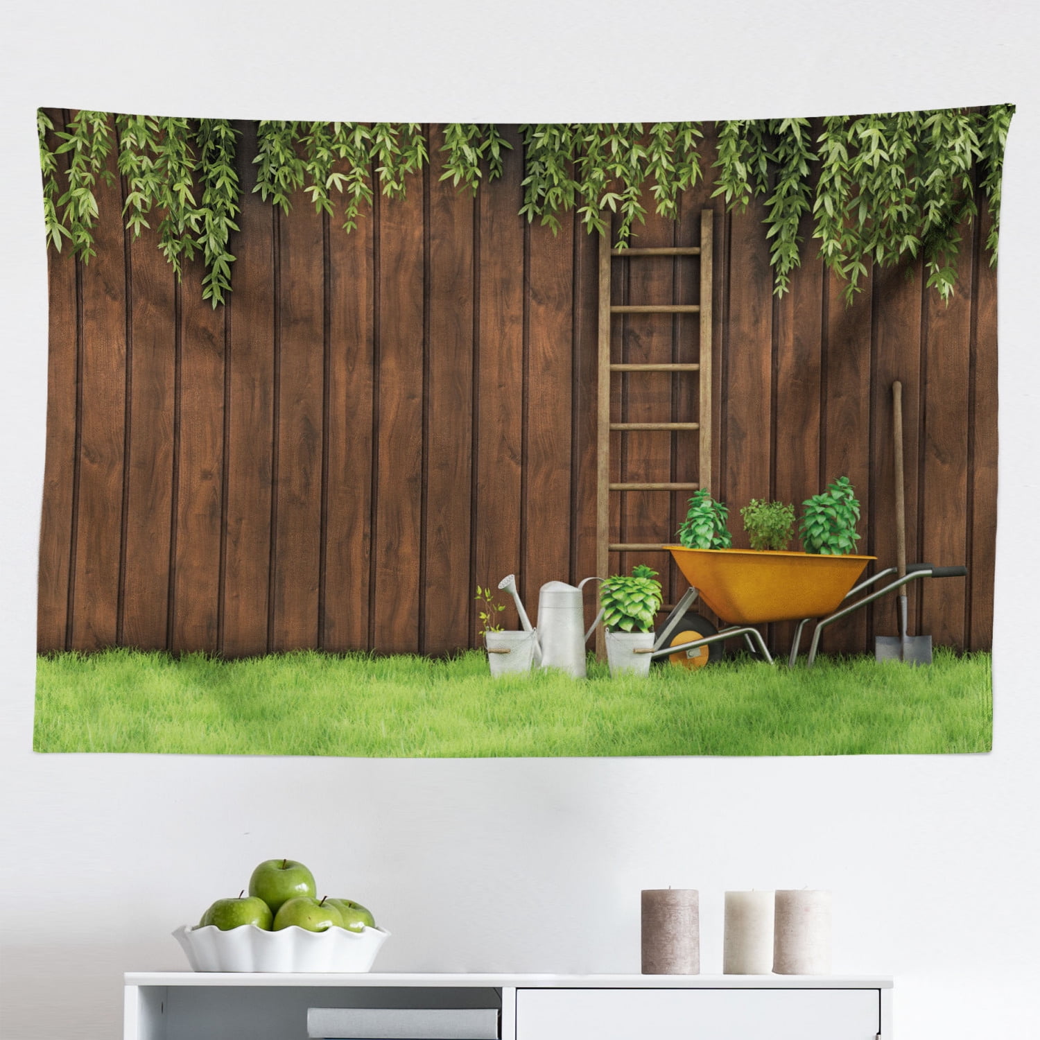 Farmland Tapestry, Fresh Spring Season Jardin with Butterflies and ...