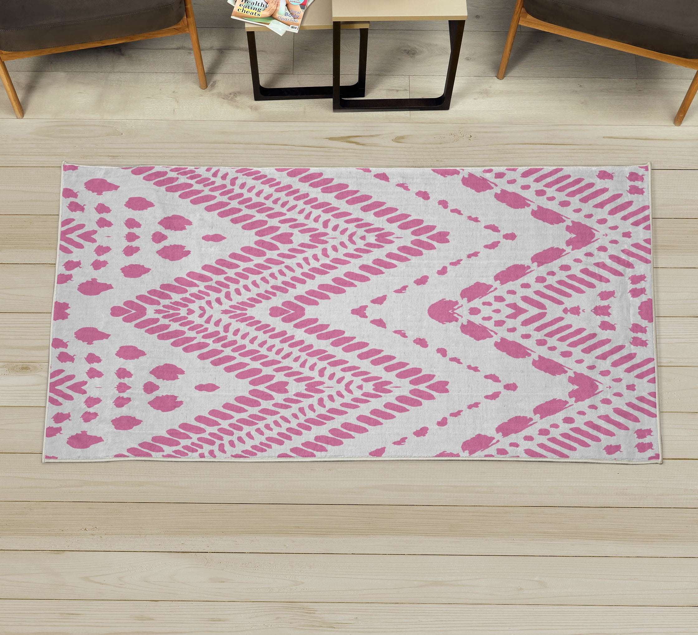 Chevron Decorative Rug, Hand Drawn Aztec Pattern Primitive Clan Motif ...