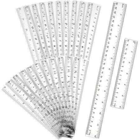 20 Pieces Clear Ruler 12 Inch 6 Inch Plastic Ruler Straight Flexible ...