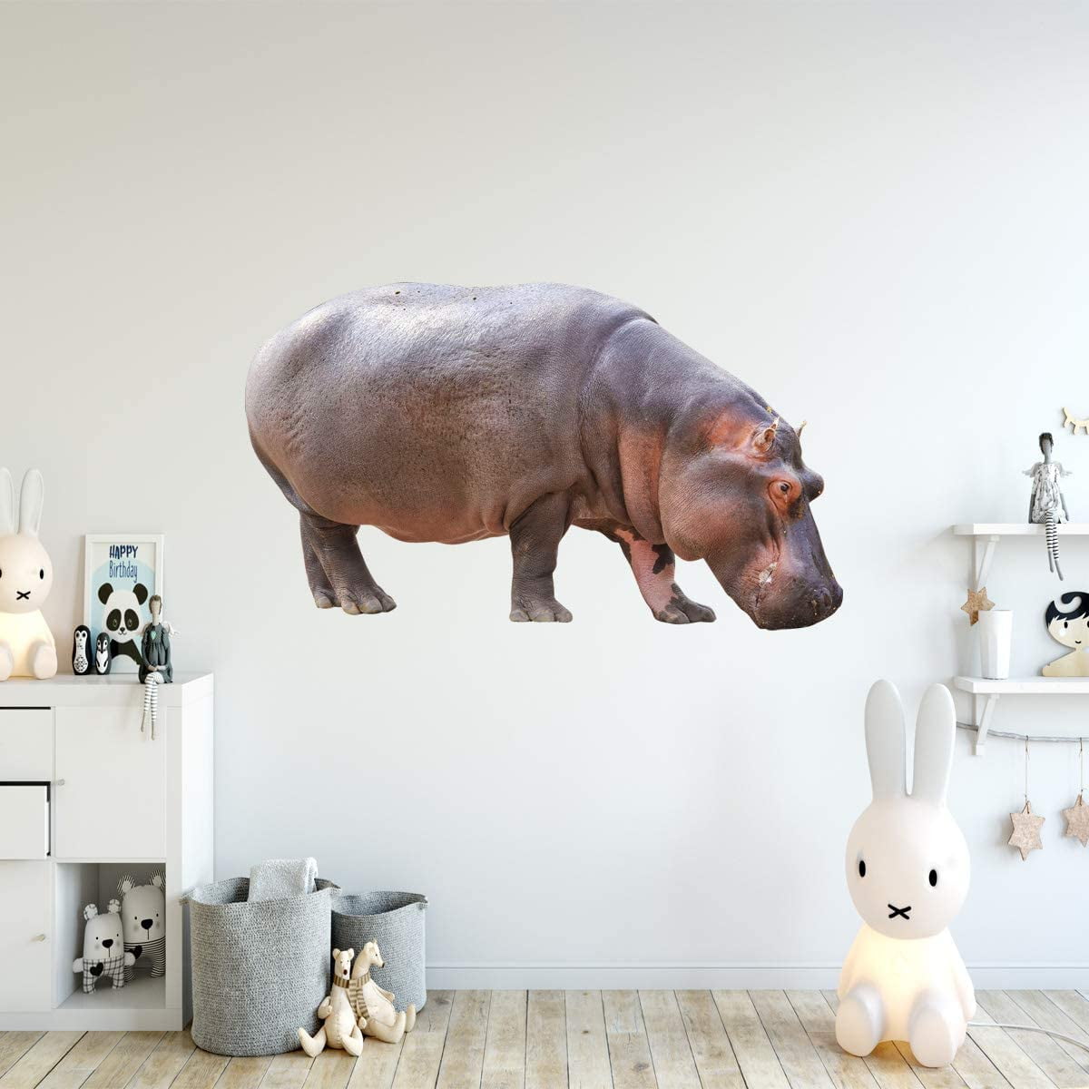 VWAQ Hippo Wall Decal Peel and Stick Nursery Animal Sticker - PAS40 ...