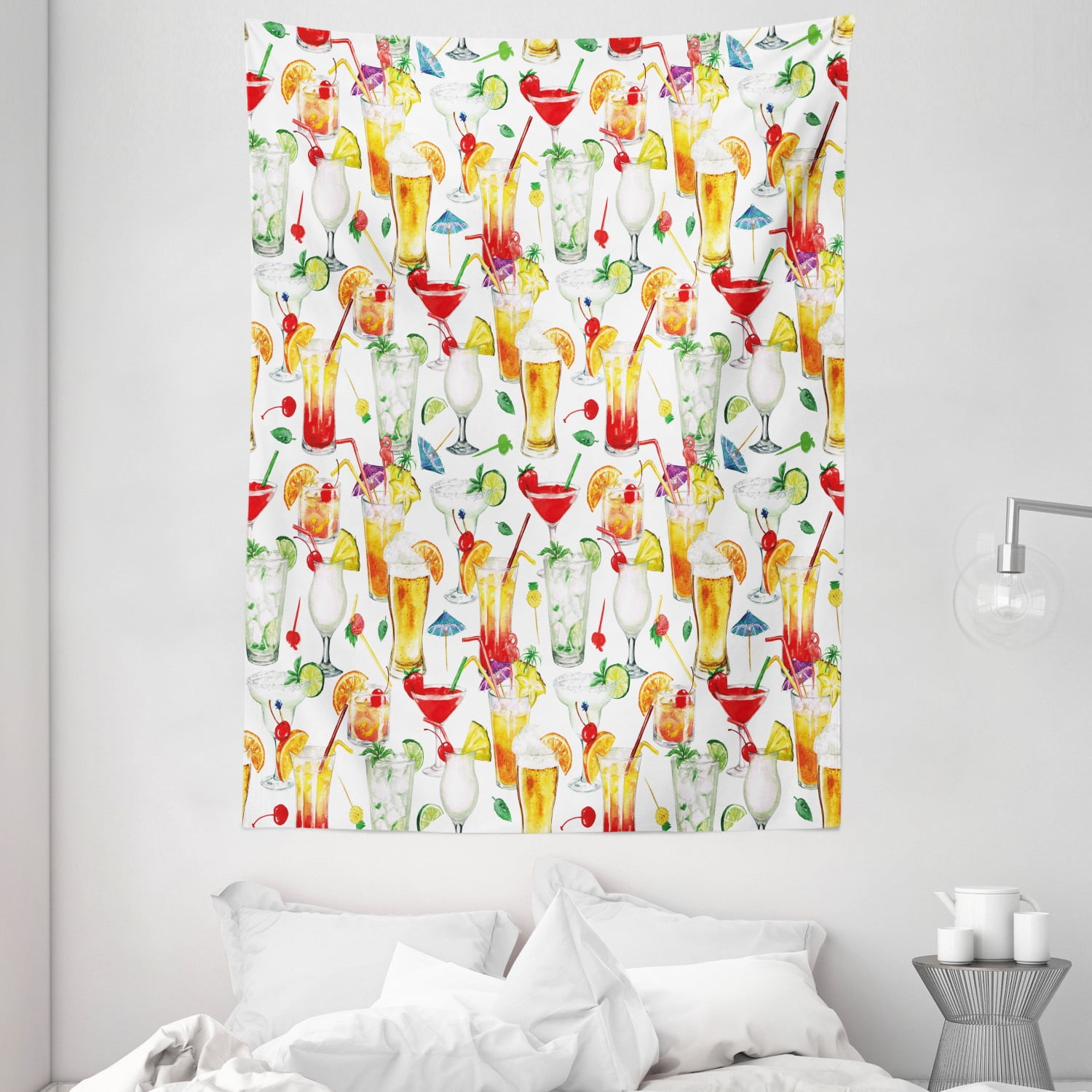 Tiki Bar Tapestry, Exotic Cocktails Pattern Summer Drinks Fresh Juicy ...