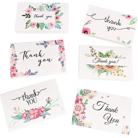 Lonbiaci 6Pcs Thank You Cards Fold Floral Thank You Notes Greeting ...