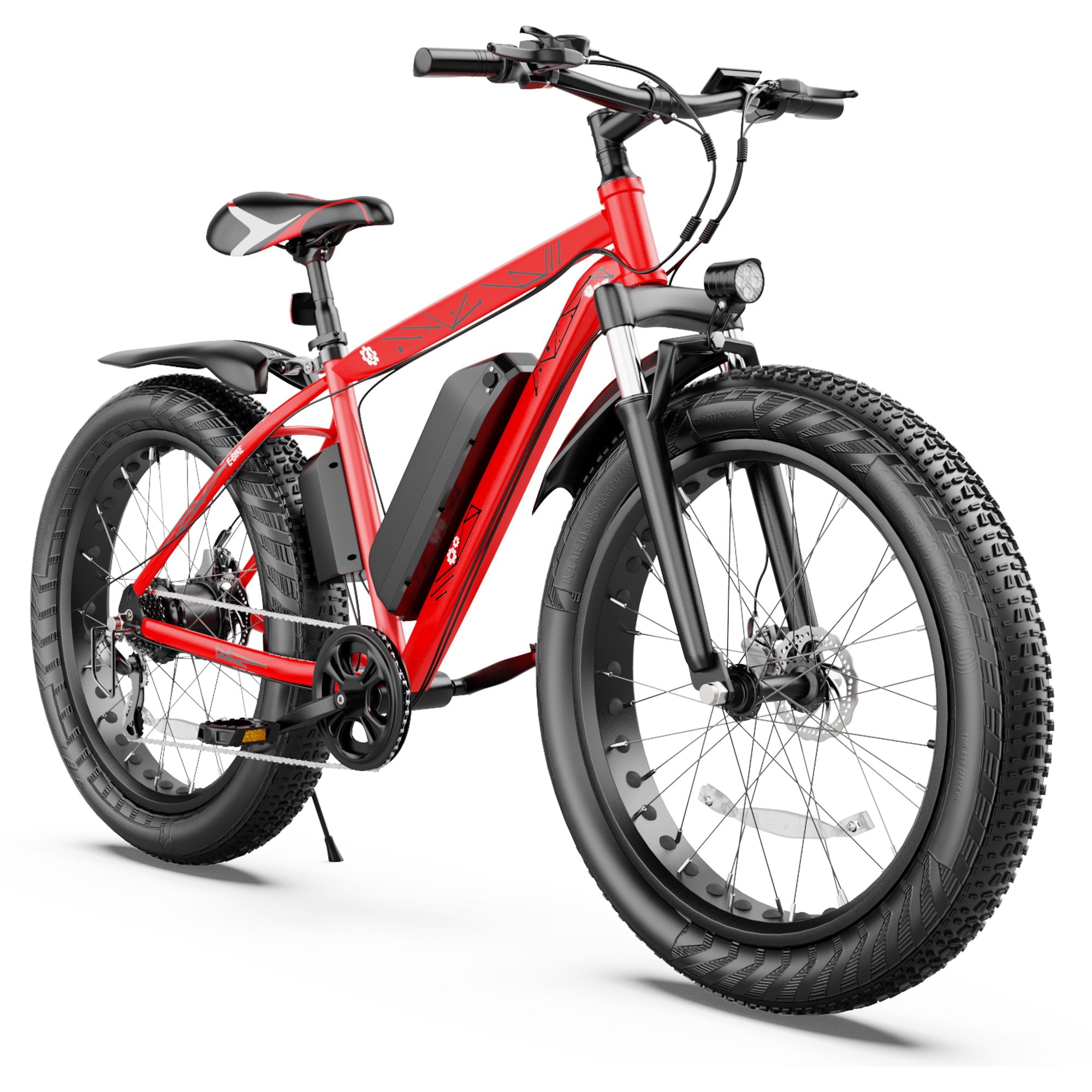 Gocio 500W 26" Electric Mountain Bicycle Snow Ebike, 4" Fat Tire Electric Bike with 48V 13Ah Li ...