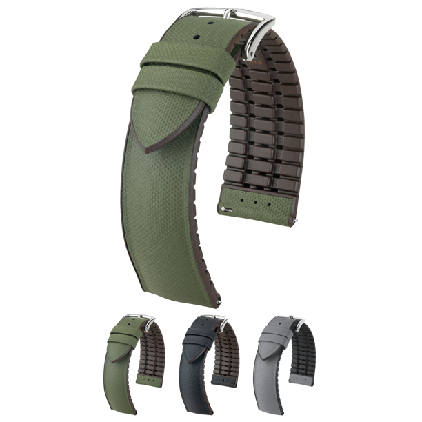 Hirsch Arne Leather Watch Strap - Green - L - 18mm - Silver Buckle ...