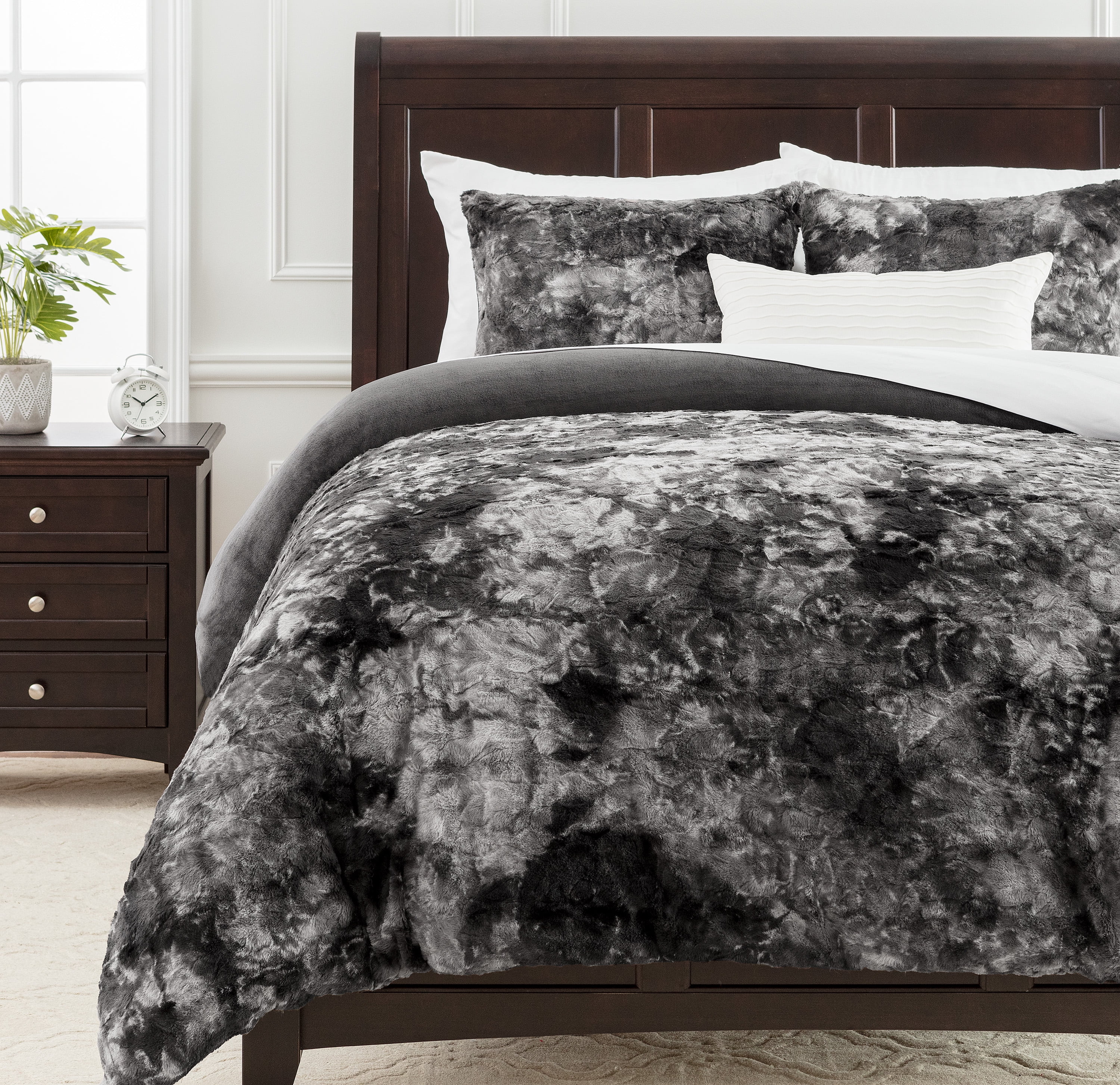 Chanasya Ultra Soft Faux Fur 3-Piece Bedding Queen Duvet Cover Set ...