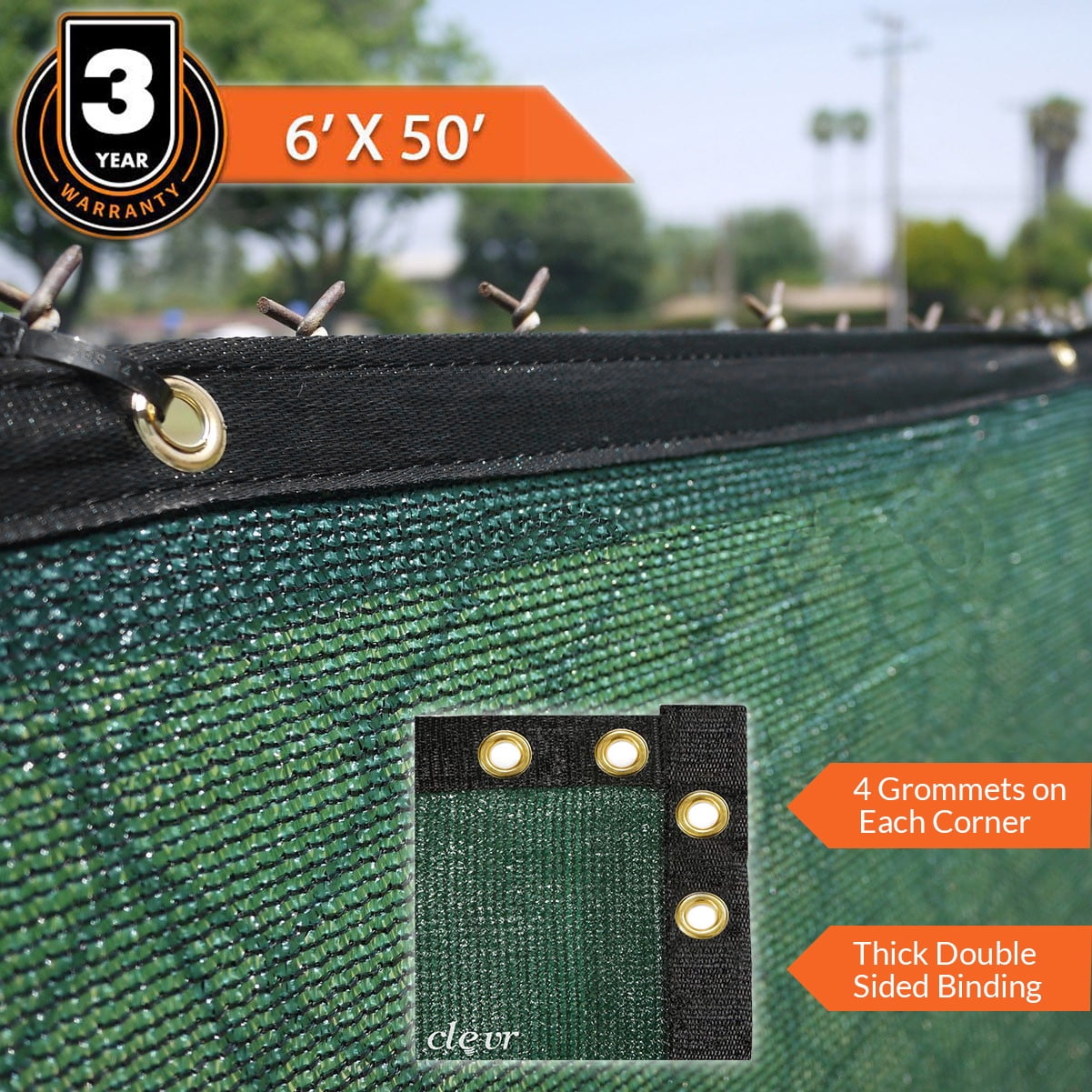 6' x 50' Green Privacy Fence Screen Mesh Fabric Windscreen Privacy ...