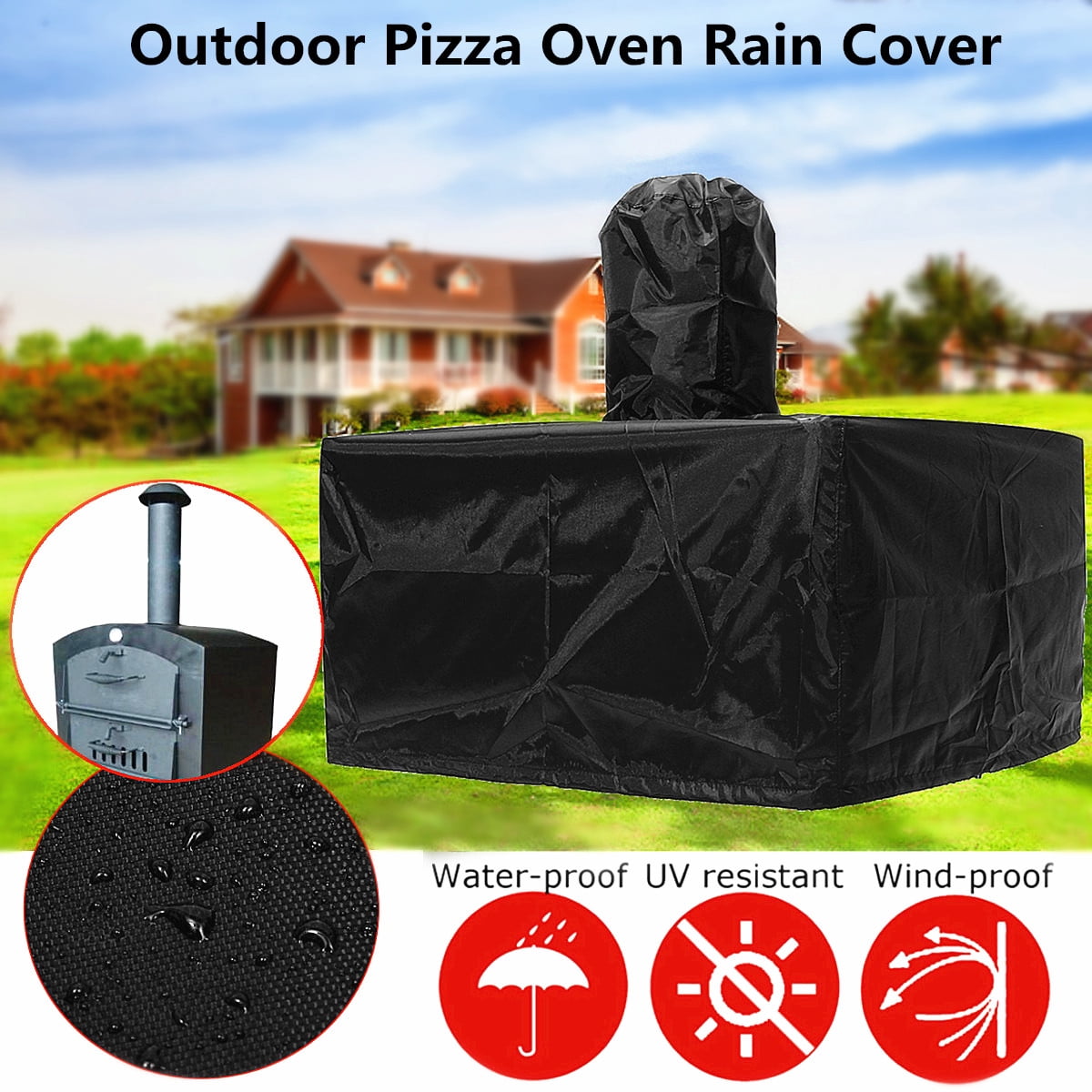 Outdoor Pizza Oven Rain Cover Charcoal Fired Bread Oven Smoker BBQ ...