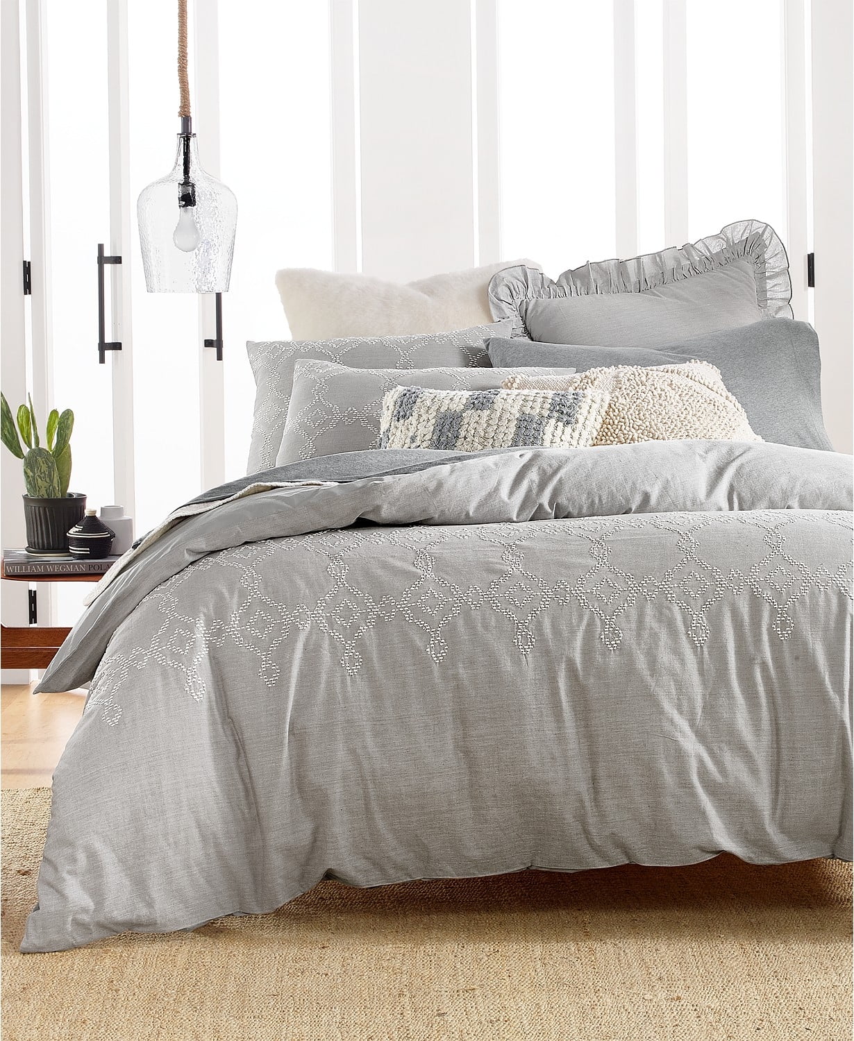 Lucky Brand Cotton Tile Seed Stitch 3-Pc. Reversible Full/Queen Duvet ...