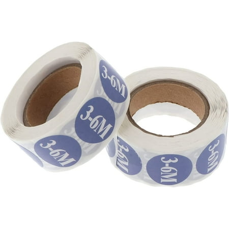 2 Rolls of Baby Clothing Size Round Stickers Adhesive Size Labels (3-6M ...