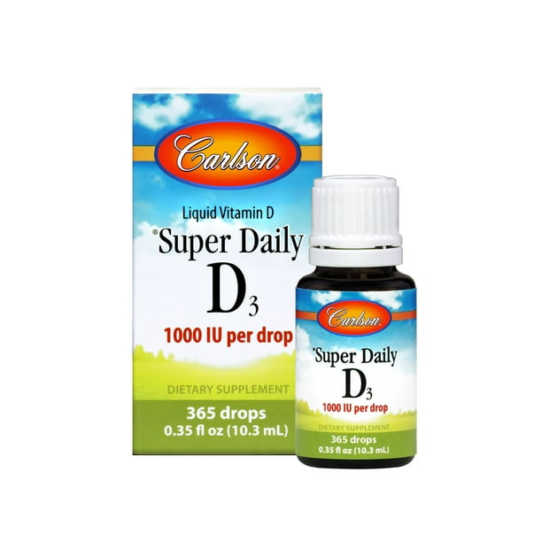 Carlson Super Daily D3 Liquid Drops, 1000 IU, 365 Drops - Walmart.com