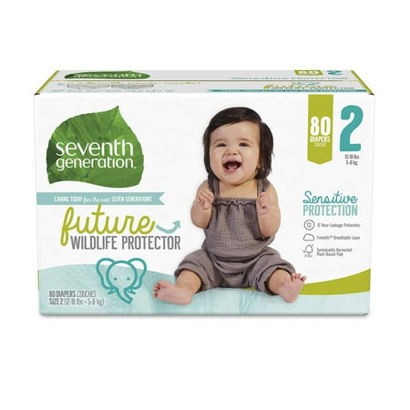 Seventh Generation Baby Diapers, Size 2, 80 Count, Super Pack, for ...