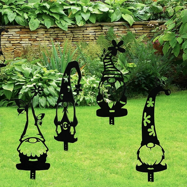 4 Pieces Acrylic Gnomes Decoration Hollowed Out Standing Gnomes Statue ...