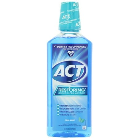 ACT Restoring Anticavity Fluoride Mouthwash Cool Mint 18 oz (Pack of 4 ...