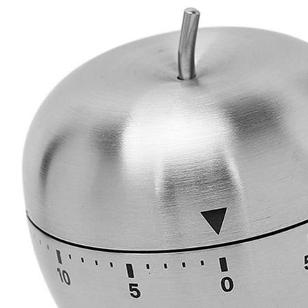 Apple Shape Timer Manual Rotating Stainless Steel Metal Loud Alarm ...
