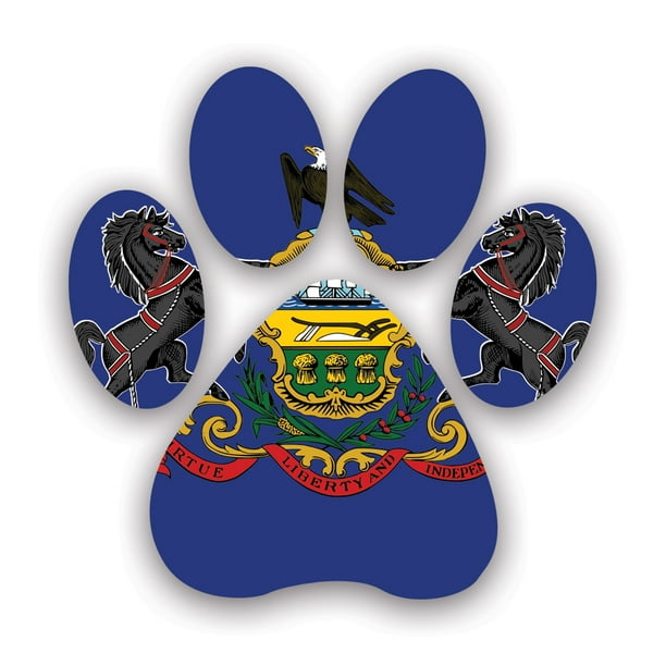 Pennsylvania State Paw Print Shaped Sticker Decal - Self Adhesive Vinyl - Weatherproof - Made in ...