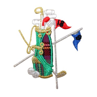 ID 1546 Gold Golf Clubs Patch Driver Putter Sports Embroidered Iron On ...