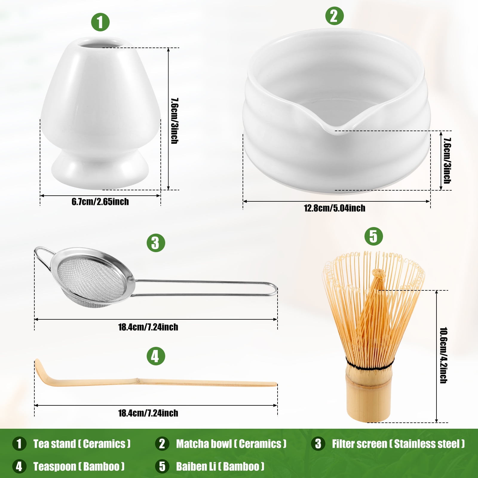 Matcha Whisk Set With Bowl 6-Piece – Bamboo Whisk, Sifter, Scoop ...