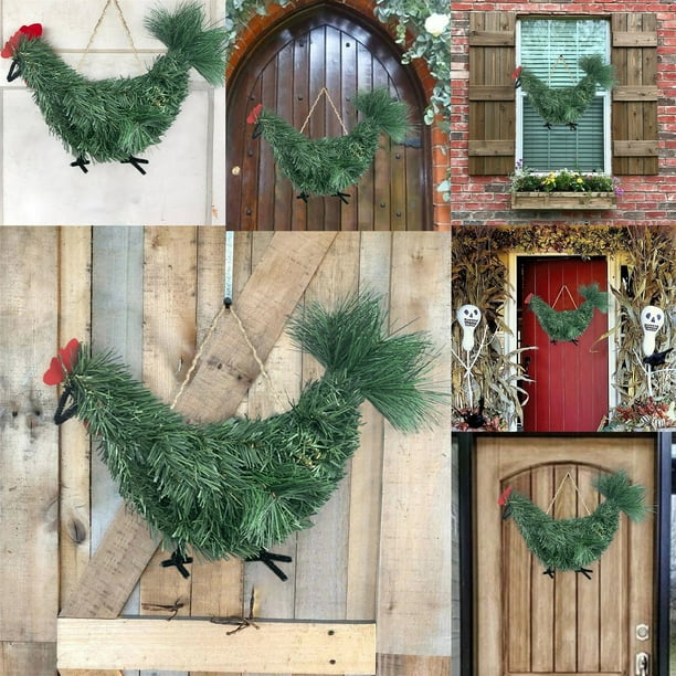 Homely Wine Rack Decoration SENMASINE Chicken Wreath Front Door Decor ...