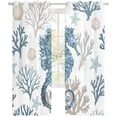 Coastal Seahorse Sheer Curtains 84 Inch Long 2 Panels, Blue Gray Shell ...
