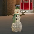 Northlight 43" LED Lighted Snowman with Top Hat and Green Scarf Outdoor ...