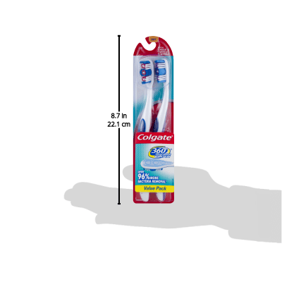 Buy Colgate 360° Manual Toothbrush with Tongue and Cheek Cleaner, Soft ...