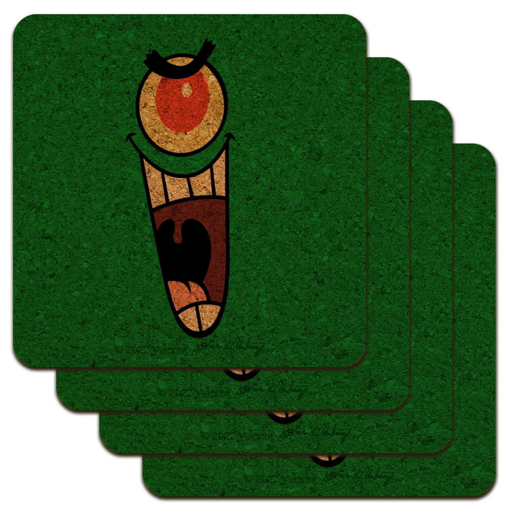 SpongeBob Plankon Face Low Profile Novelty Cork Coaster Set - Walmart.com