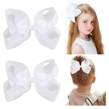 2 PCS 6" Big Hair Bows for Girls Alligator Clips Grosgrain Ribbon Solid ...