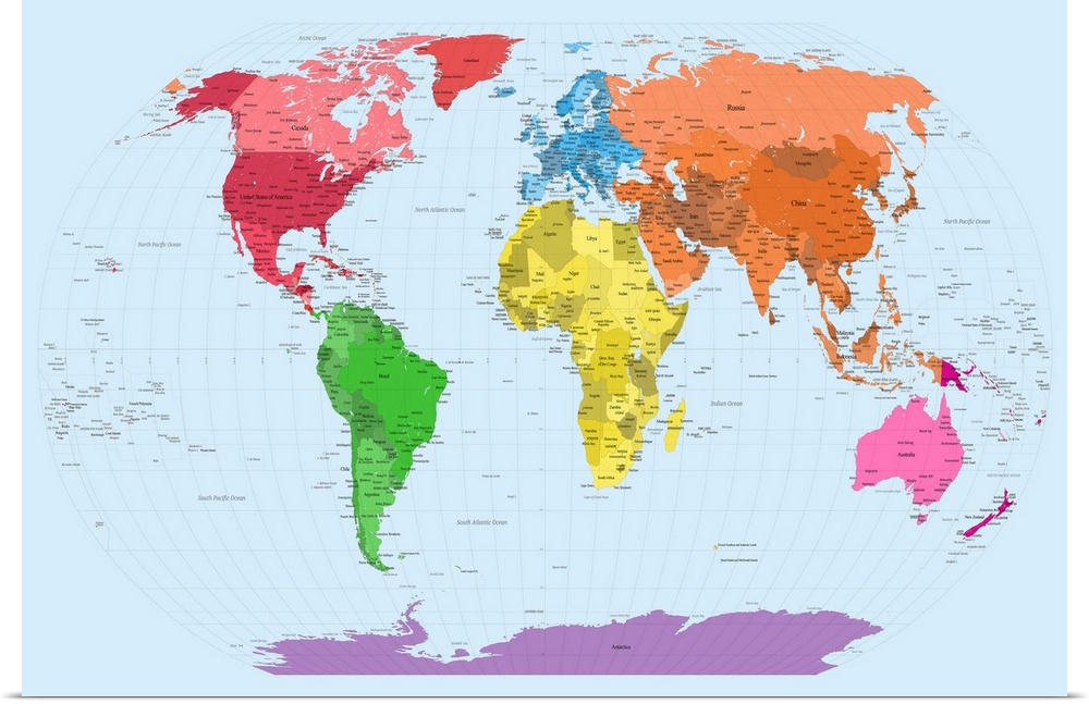 Great BIG Canvas | "Continent map of the world" Art Print - 36x24 ...
