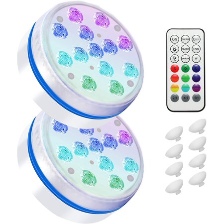 Submersible LED Pool Light,Upgraded IP68 Waterproof Pool Light Underwater with Remote RF, 4 ...