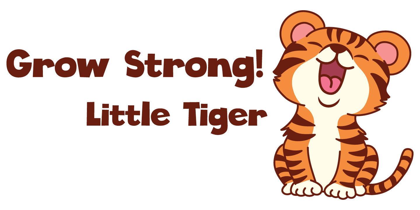 Grow Strong Little Tiger Artwork Design Vinyl Wall Decal - Cute Zoo ...