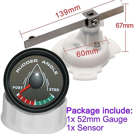 H 52mm Rudder Angle Gauge With Rudder Angle Sensor Boat Marine Rudder ...