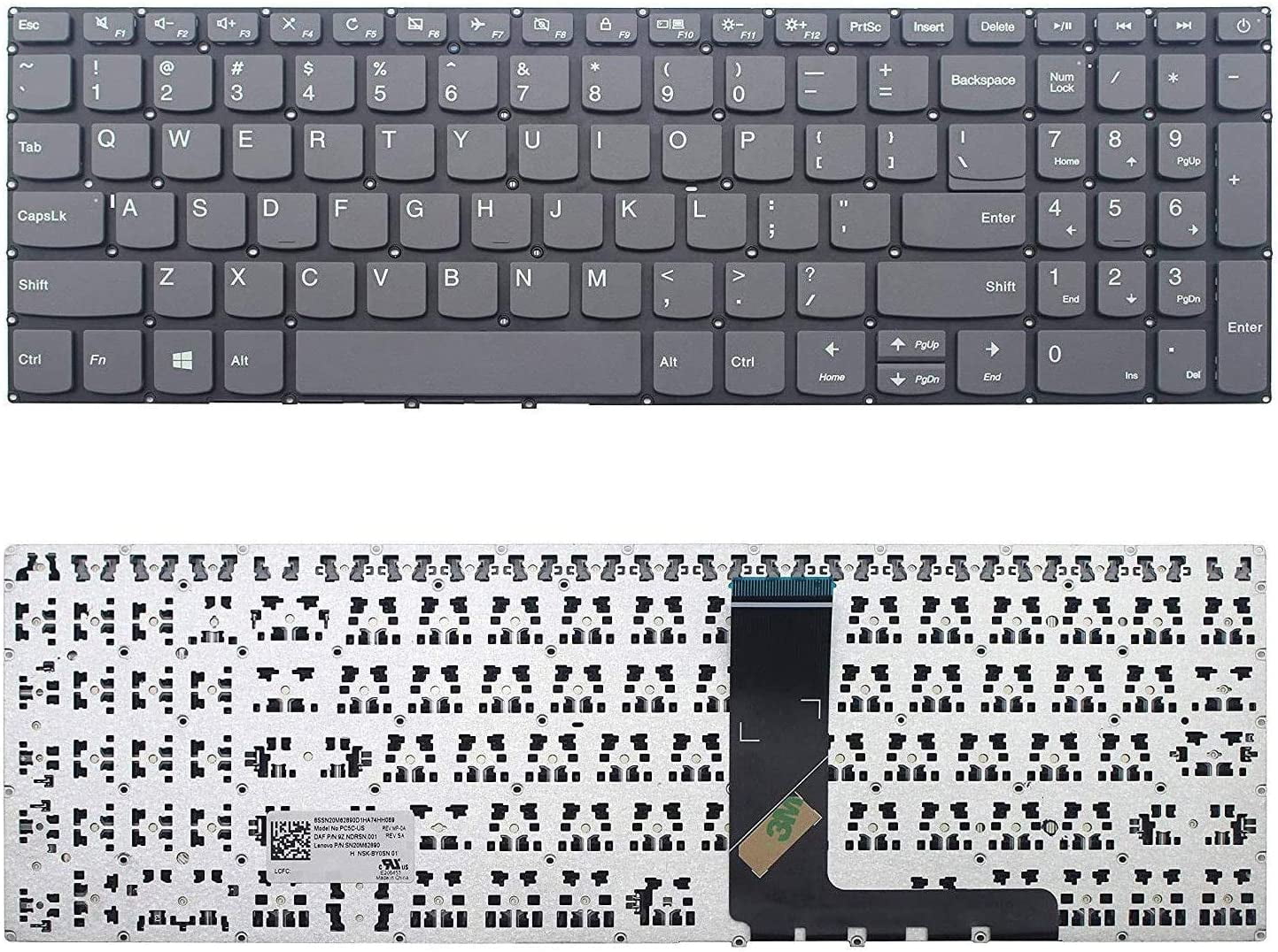 US Black English Laptop Keyboard (Without Frame) Replacement for Lenovo ...