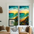 PVC Stained Glass Window Film Non-Adhesive Removable Colorful Seaside ...