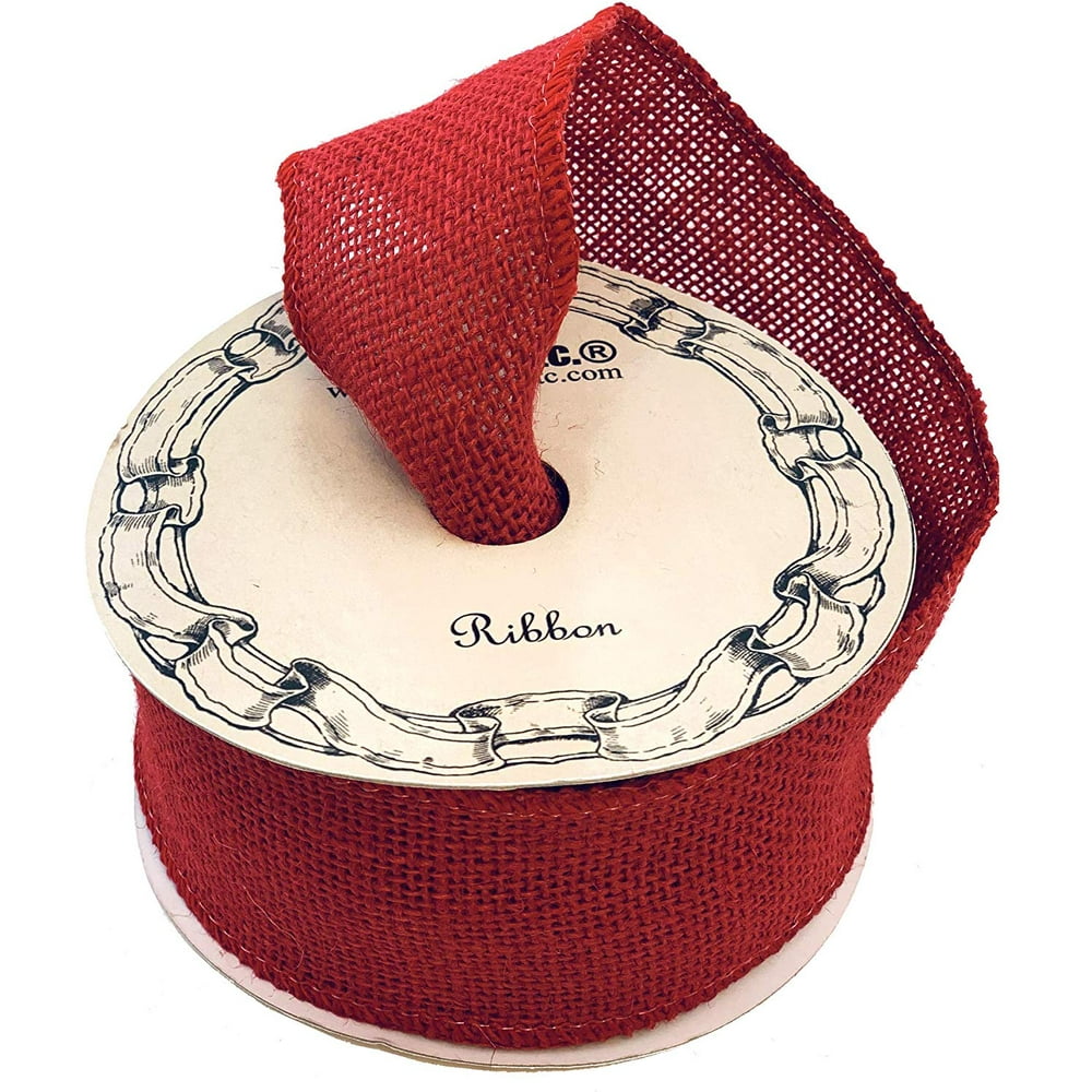 Rustic Red Burlap Wired Ribbon - 2 1/2" x 10 Yards, Farmhouse Christmas ...