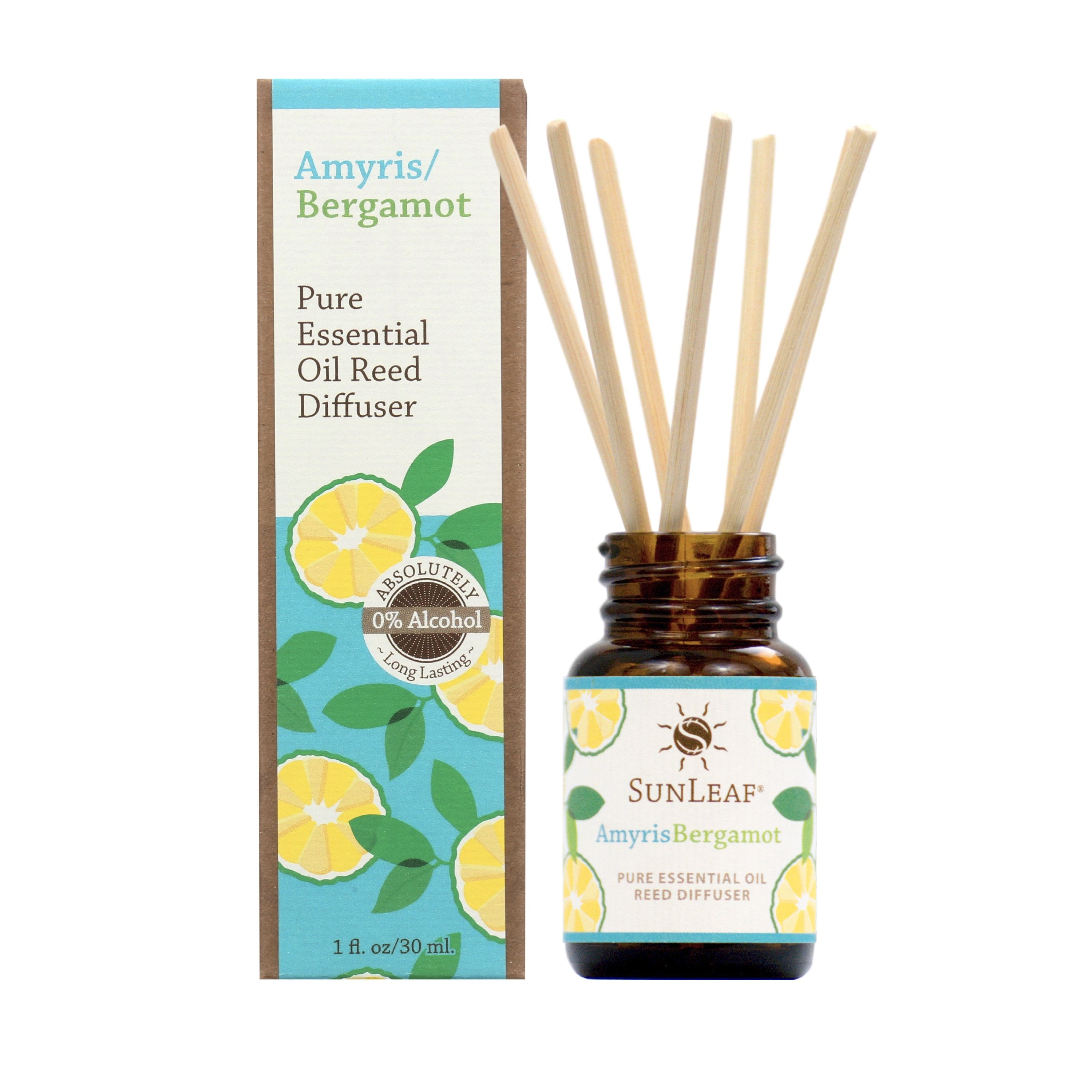 Sunleaf Naturals Mini Reed Diffuser Amyris Bergamot, 1 Fluid Ounce ...