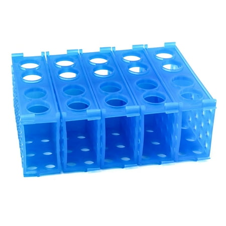 5 Pack 4 Way Plastic Test Tube Rack, Blue Color, 0.5ml / 1.5ml / 15ml ...